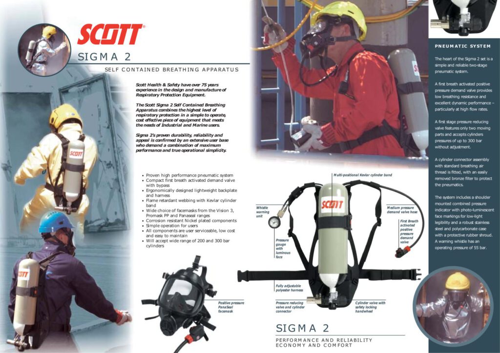 ชุด SCBA 3M SCOTT รุ่น PROPAK-SIGMA พร้อมถังอัดอากาศและหน้ากาก Vision 3 ...
